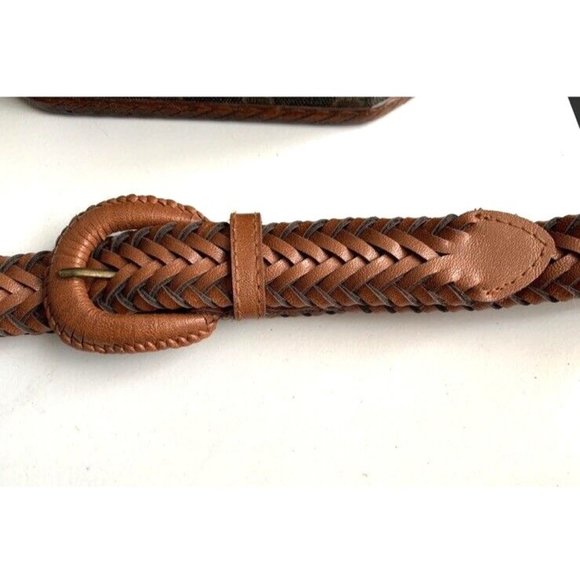 Accessories | Vintage Braided Brown Leather 1 Wide Belt Stitched Hand ...